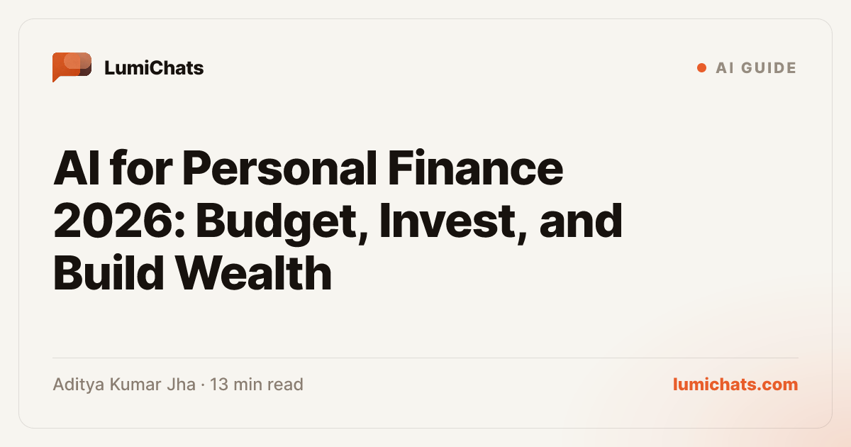 AI for Personal Finance 2026: Budget, Invest, and Build Wealth ...